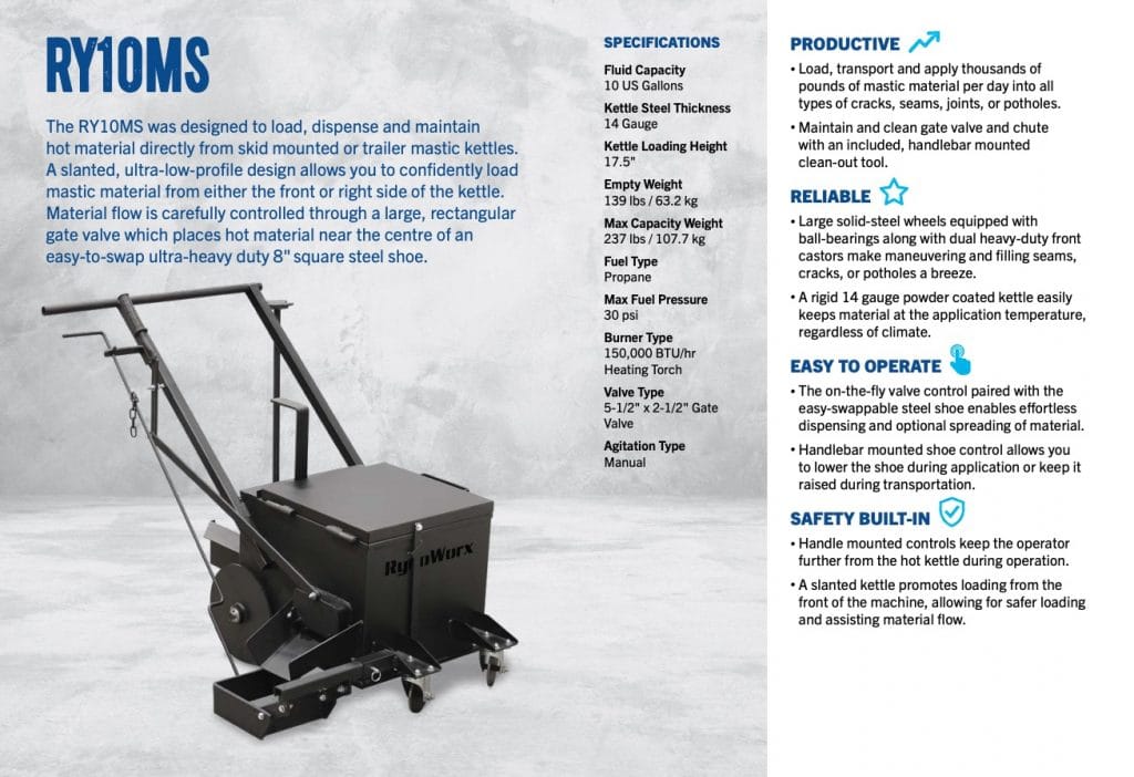 RynoWorx - RY10 MS - Mastic Applicator | B & E SEAL COAT PRODUCTS, INC